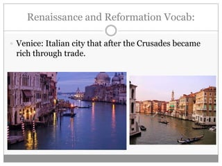 Renaissance and reformation vocabulary | PPTX