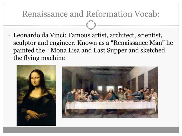 Renaissance and reformation vocabulary | PPTX