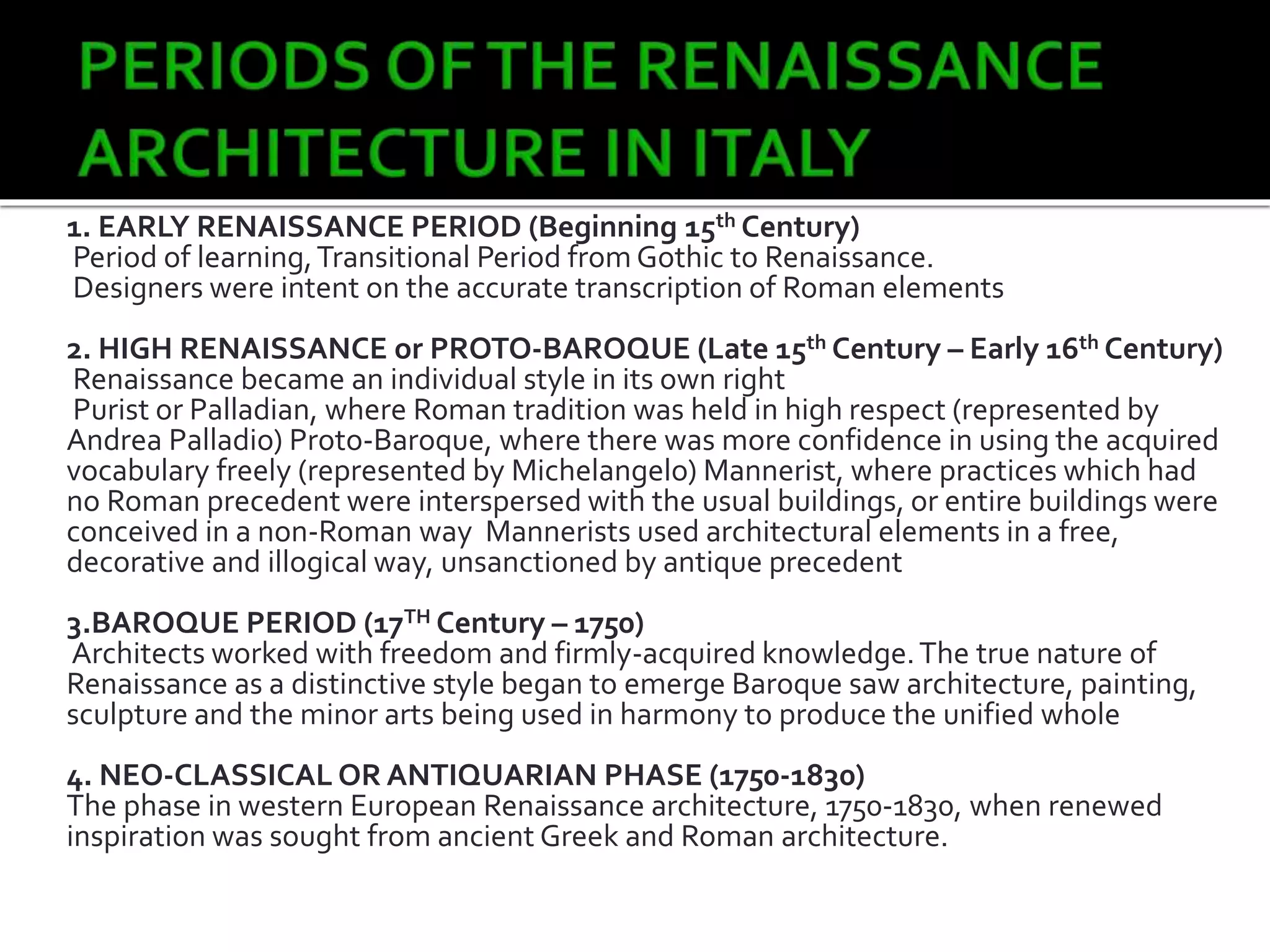 Renaissance architecture in italy | PPTX