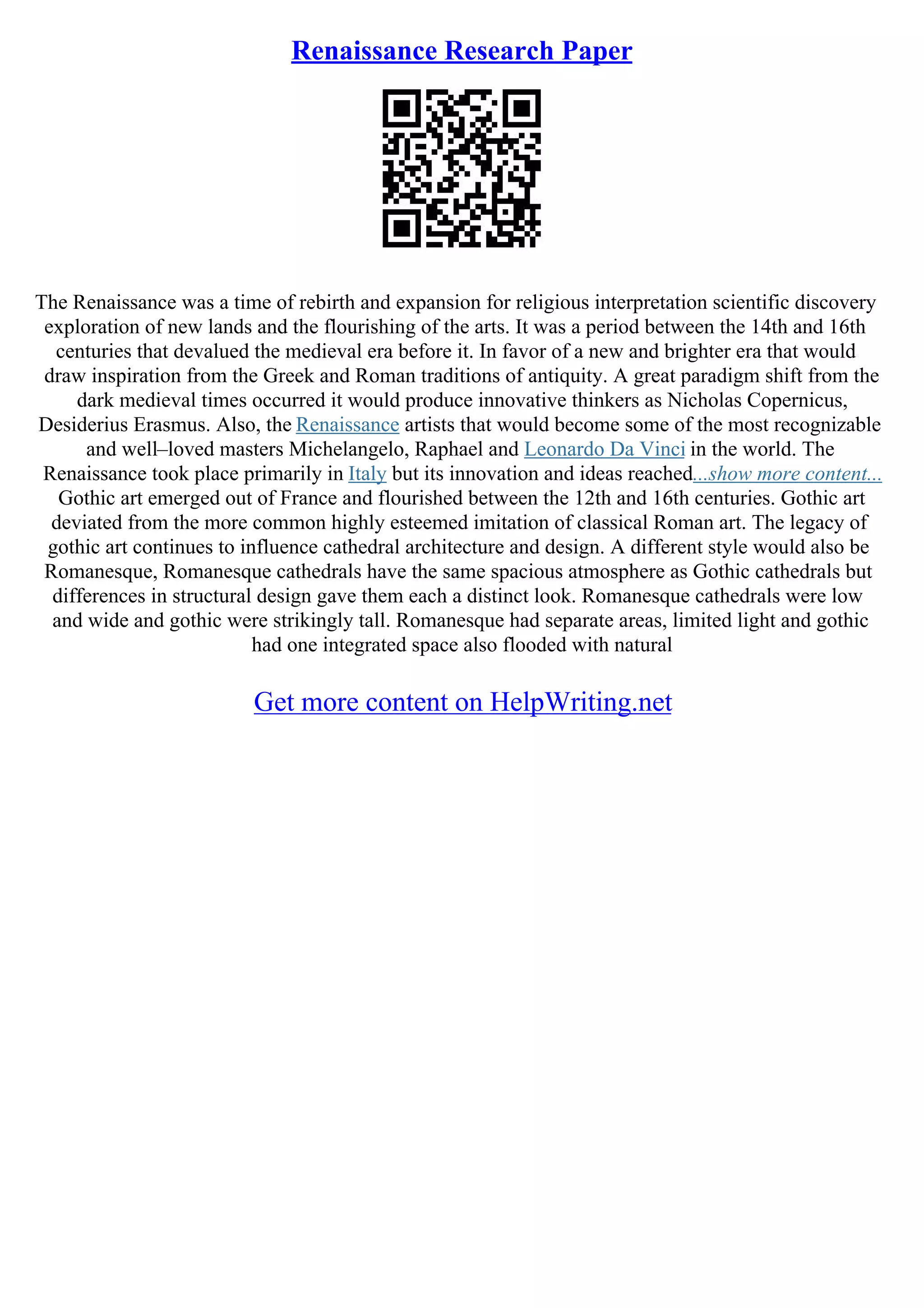 Renaissance Art Essay | PDF