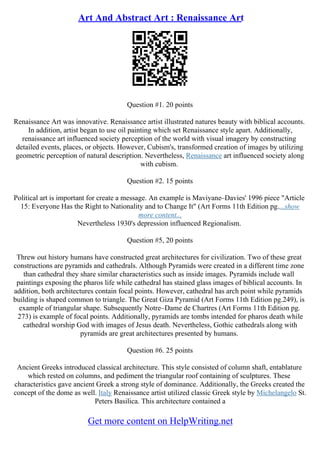 Renaissance Art Essay | PDF