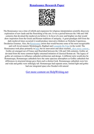 Renaissance Art Essay | PDF