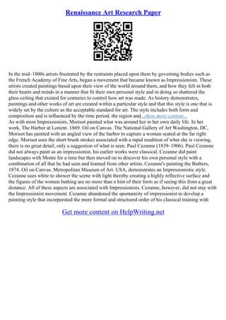 Renaissance Art Essay | PDF