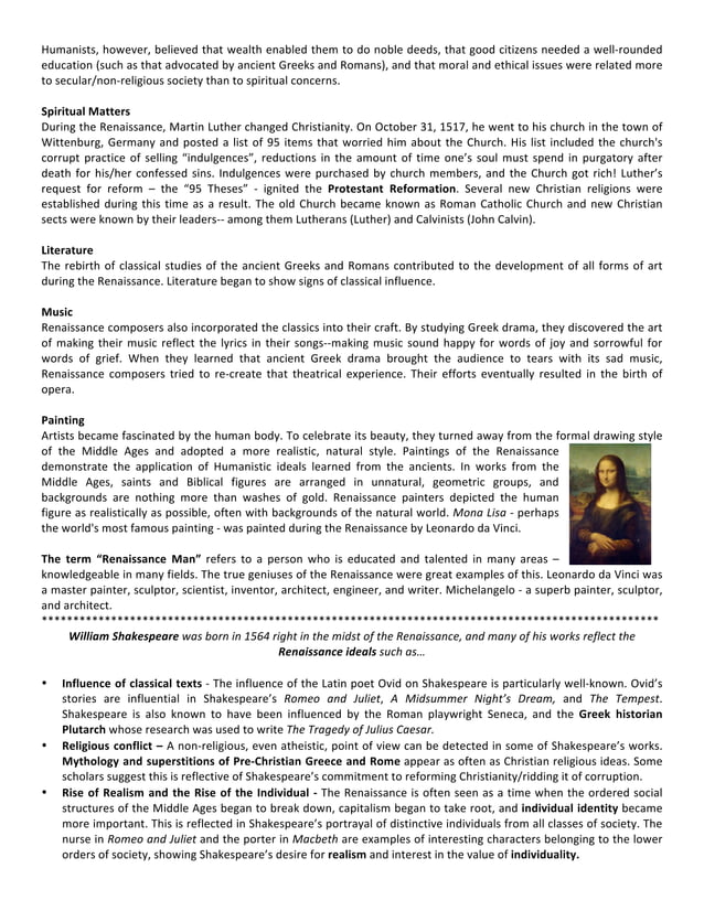 Renaissance Background - Class Notes | PDF