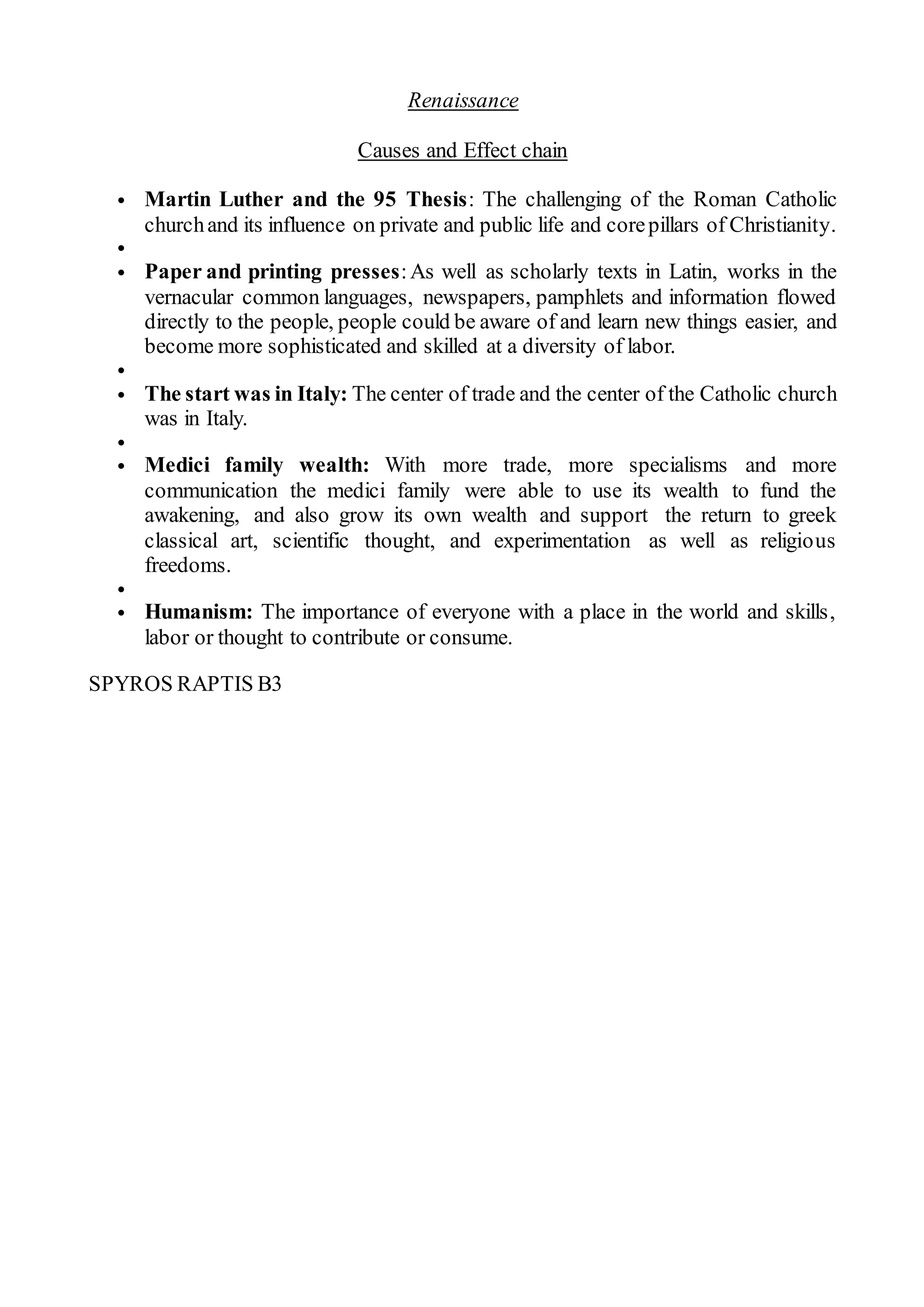 Renaissance cause and effect change by Spiros Raptis | PDF