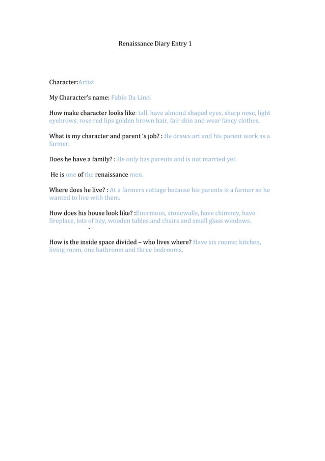 Renaissance diary entry 1 | DOCX
