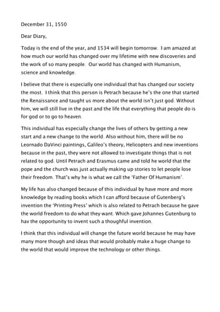 Renaissance elp diary entry 5 | PAGES | Christianity | Religion ...