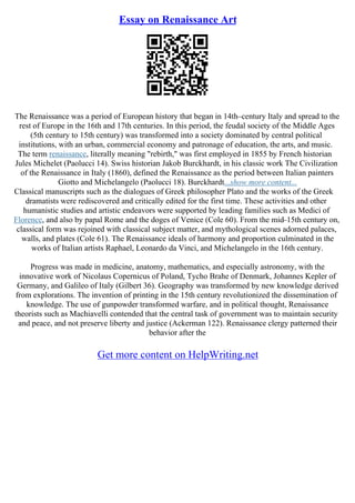 Renaissance Essay | PDF