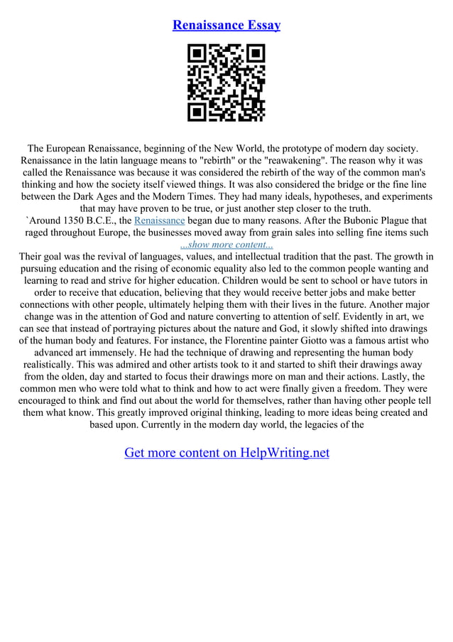 Renaissance Essay | PDF