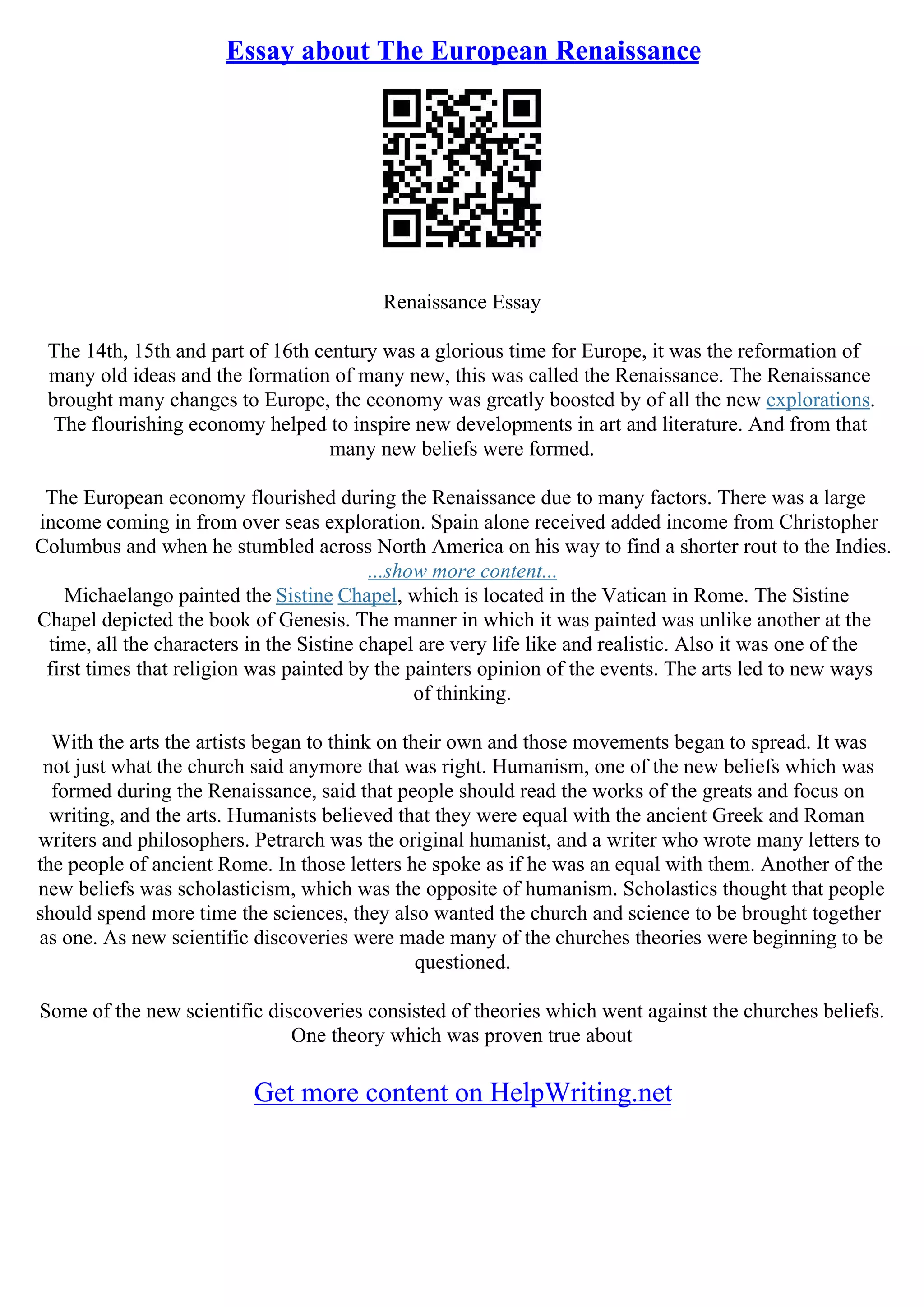 Renaissance Essay Topics | PDF | Christianity | Religion & Spirituality