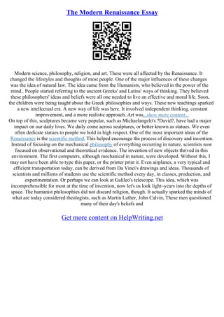 Renaissance Essay Topics | PDF
