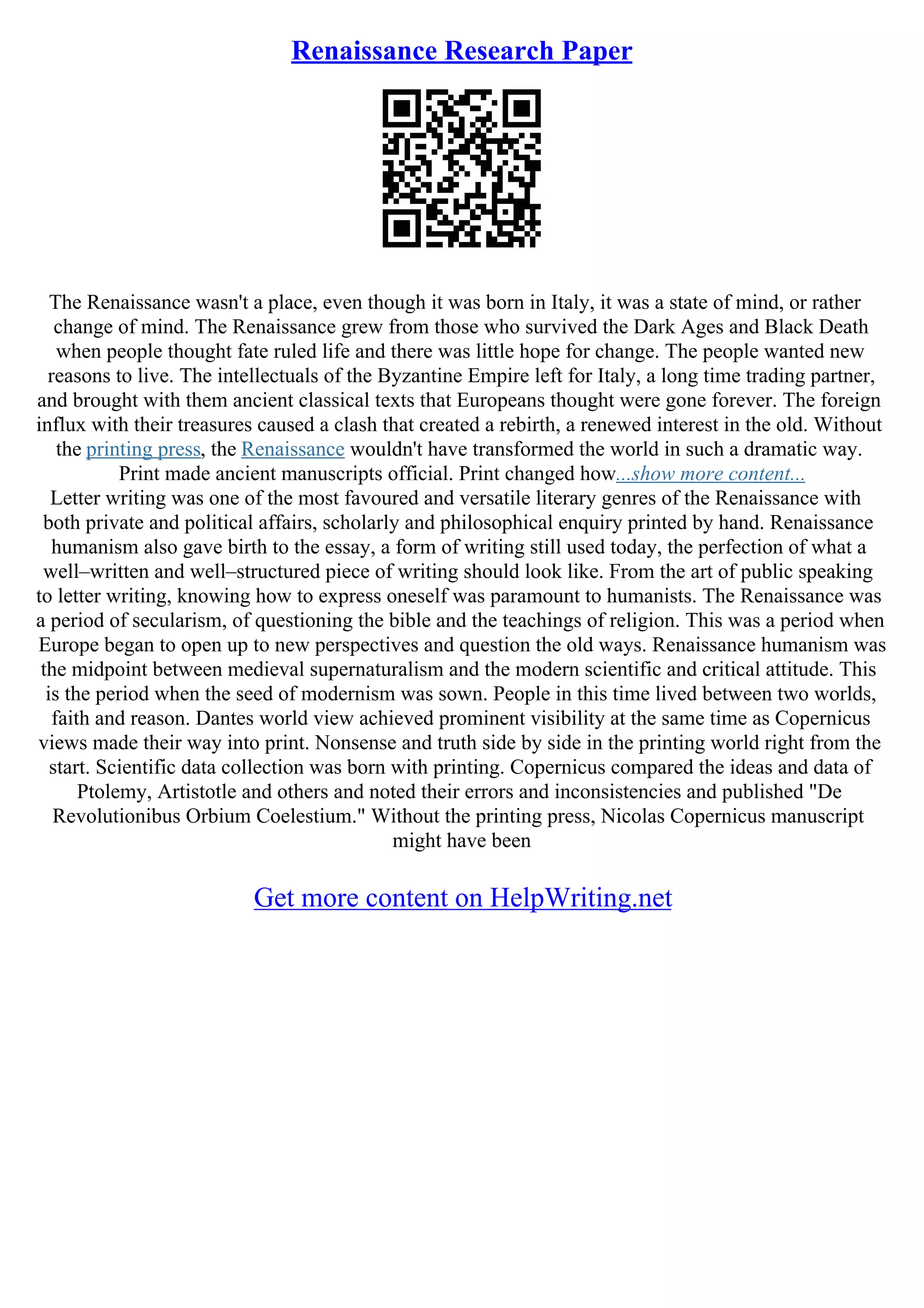 Renaissance Humanism Essay | PDF