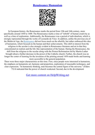 Renaissance Humanism Essay | PDF