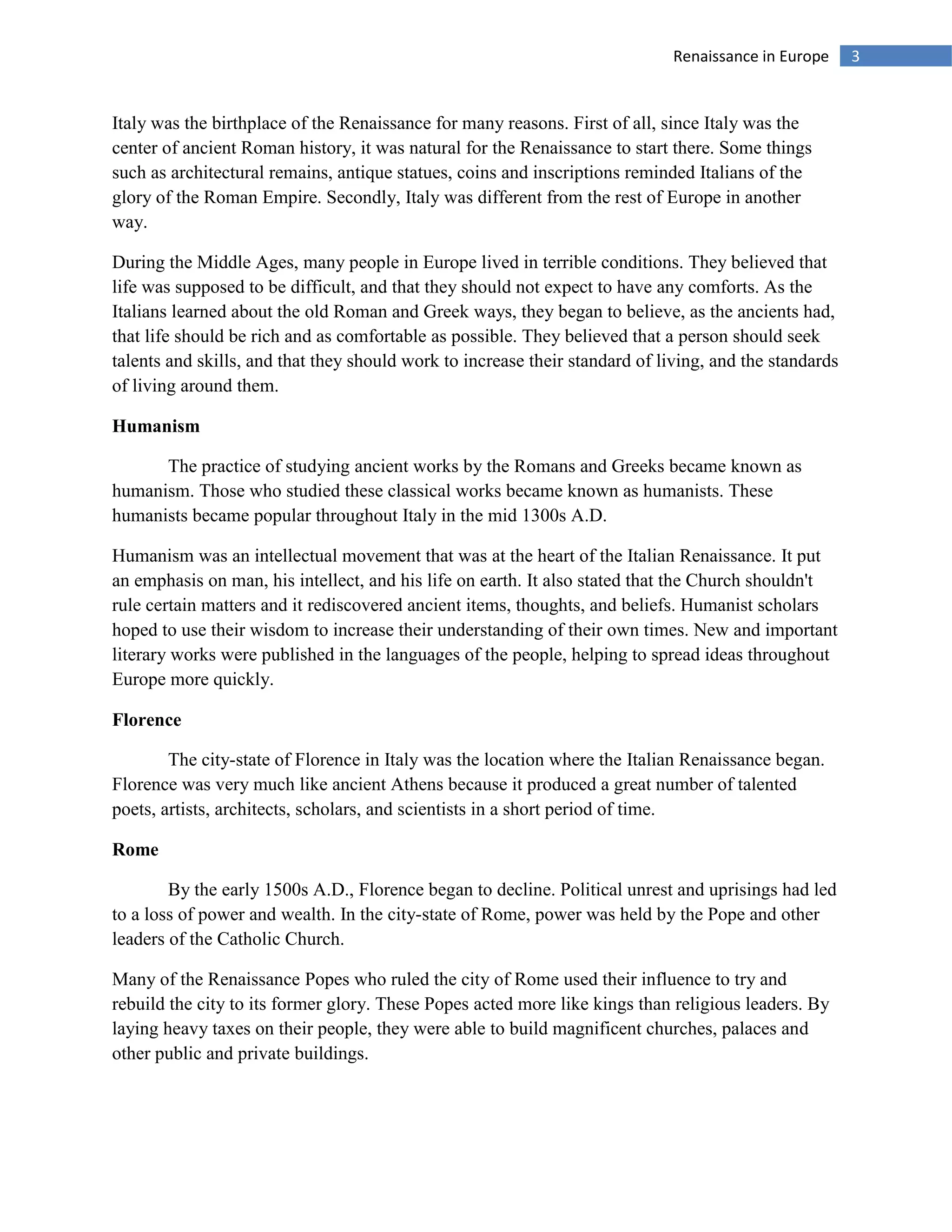 Renaissance in Europe | DOCX