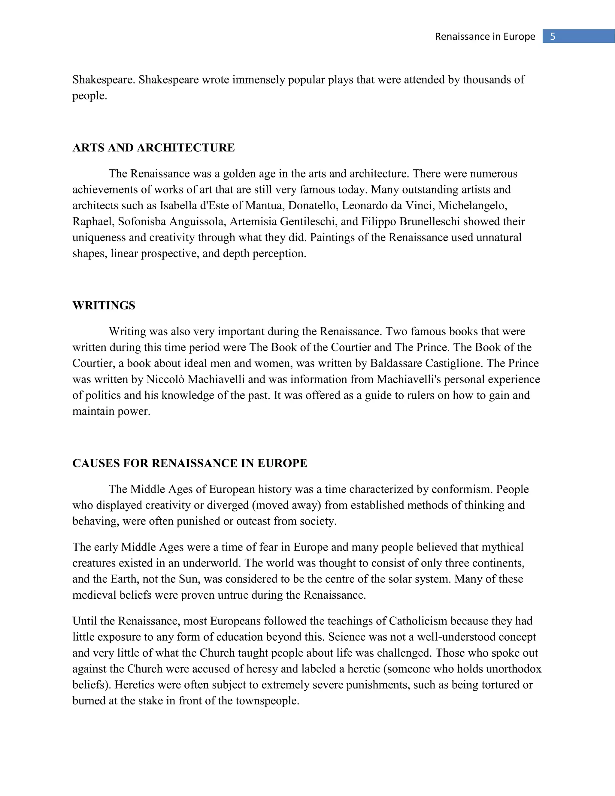 Renaissance in Europe | DOCX