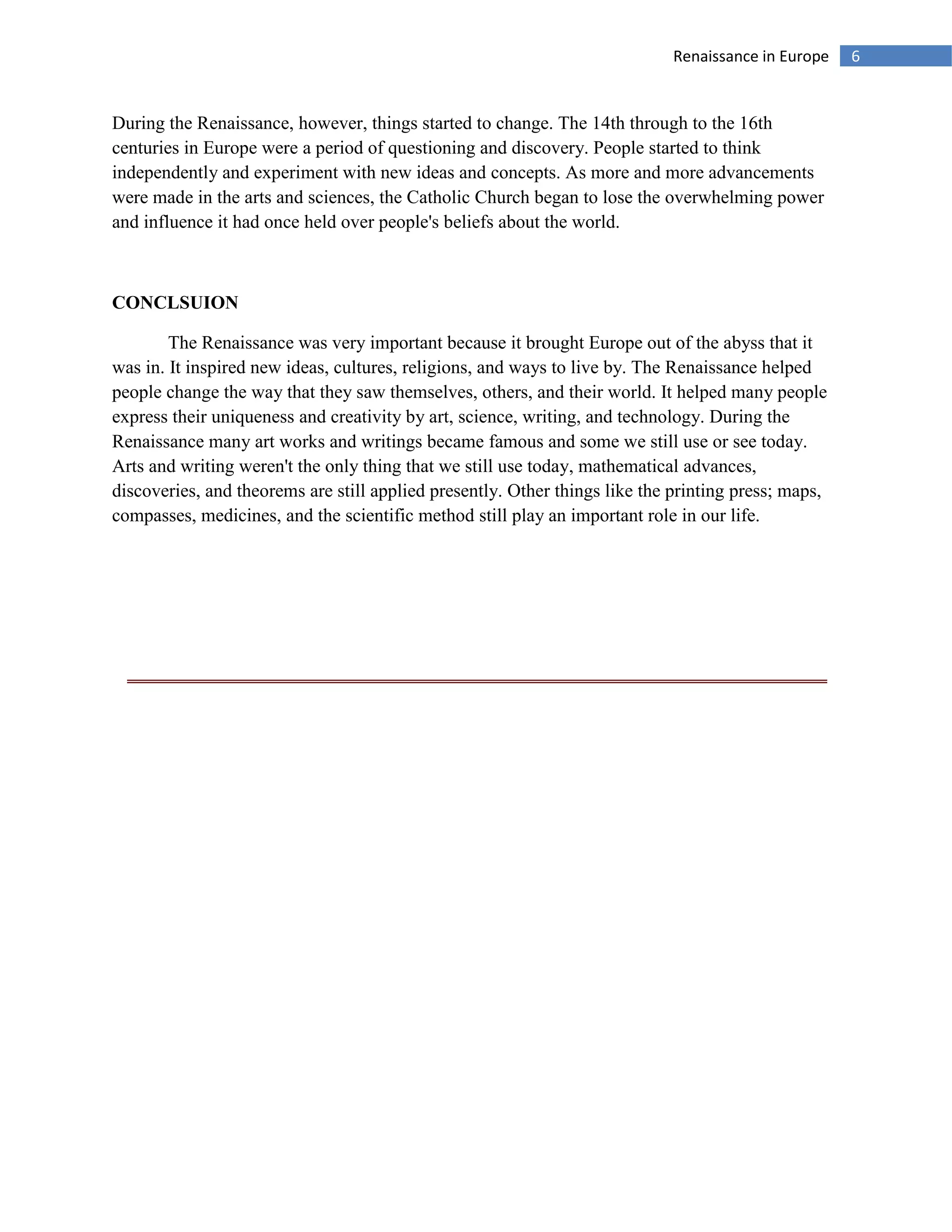 Renaissance in Europe | DOCX