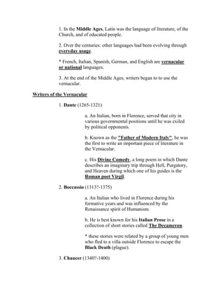 Renaissance notes sir naveed yousaf semester 1 | PDF