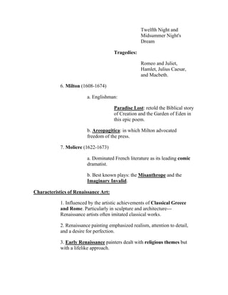 Renaissance notes sir naveed yousaf semester 1 | PDF