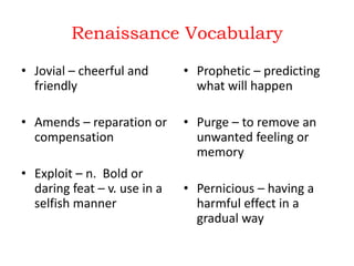 Renaissance vocab defined | PPTX