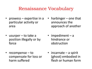 Renaissance vocab defined | PPTX