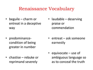Renaissance vocab defined | PPTX