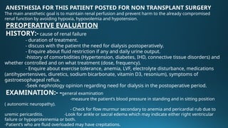 anesthesia management for end stage renal disease | PPTX