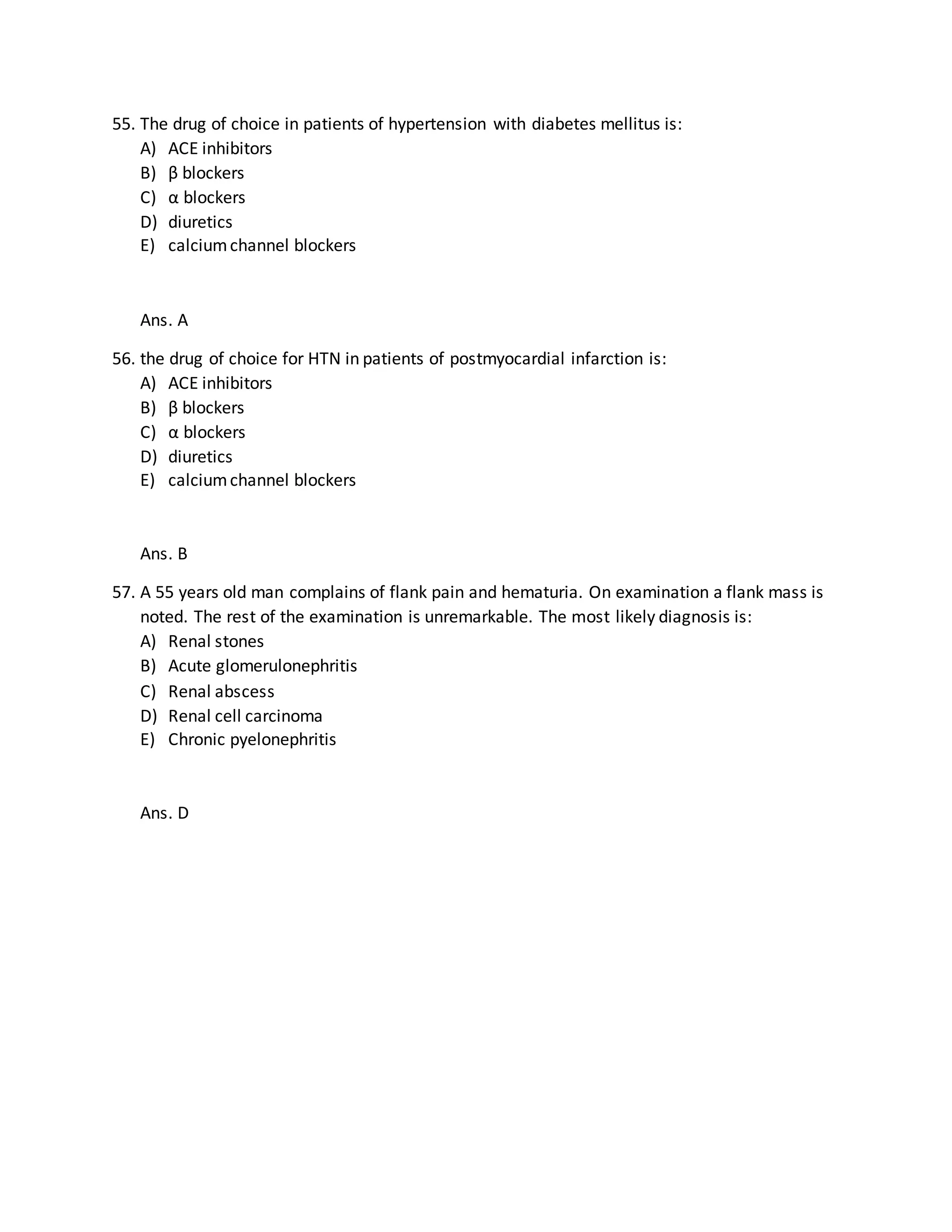 Medicine BCQs (Renal System) | PDF