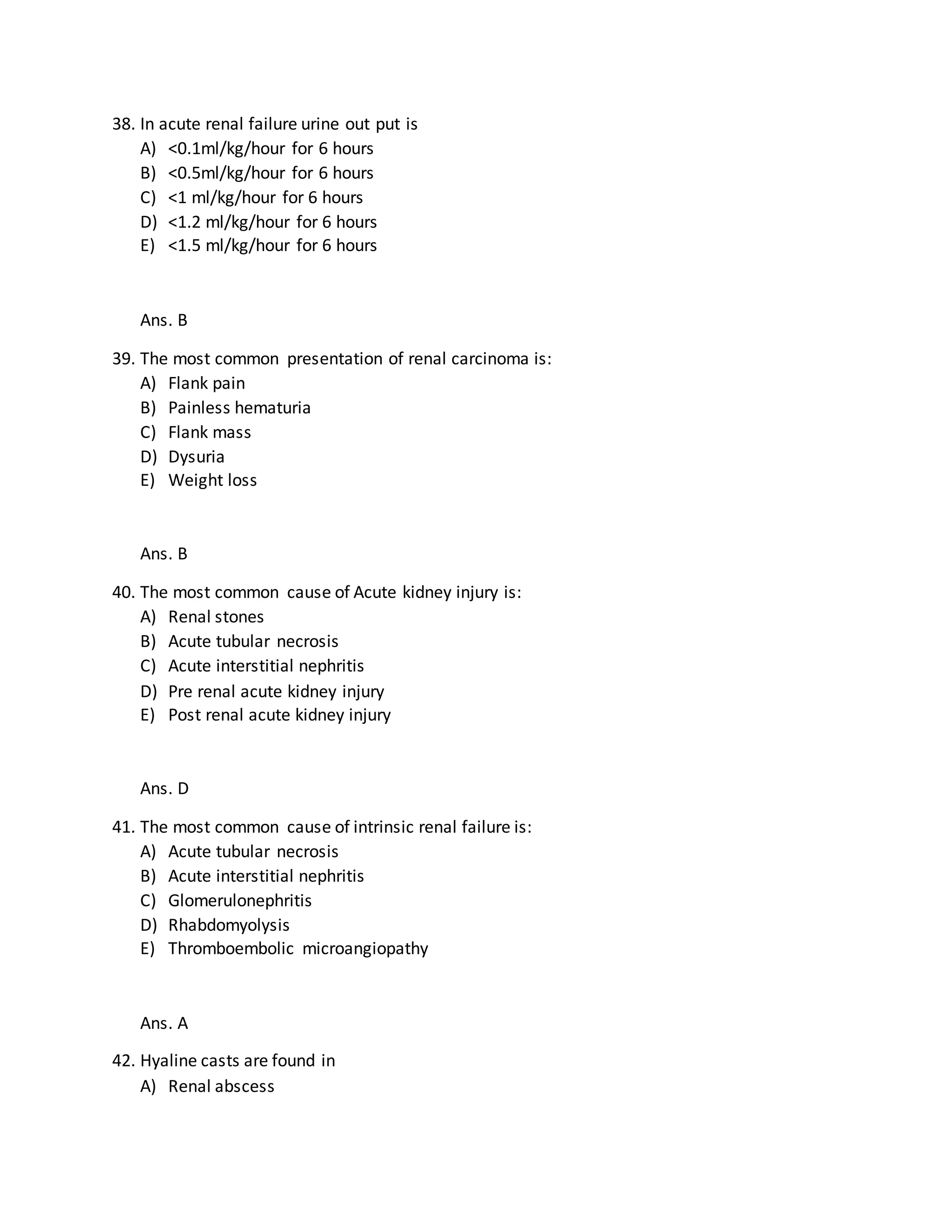 Medicine BCQs (Renal System) | PDF