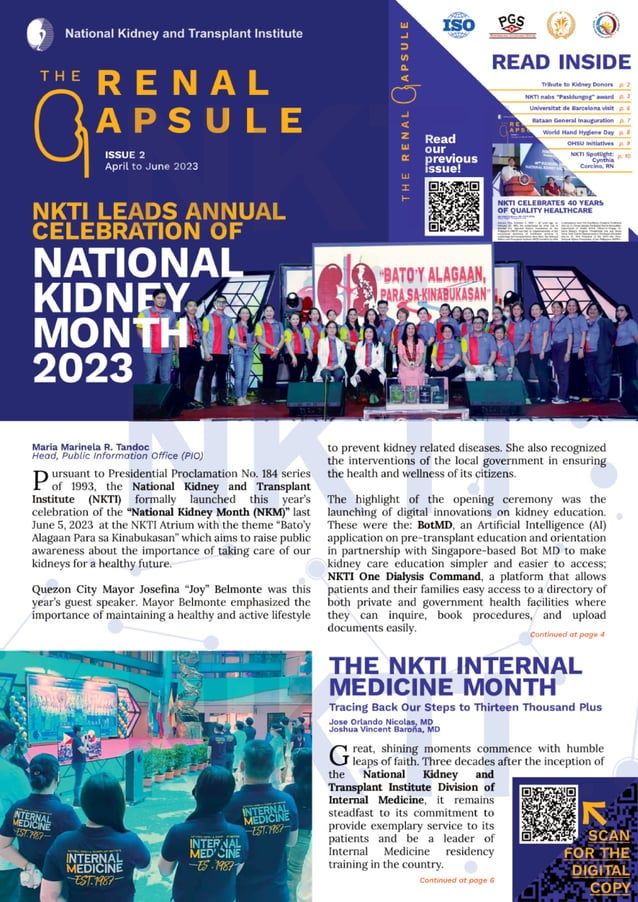 National Kidney and Transplant Institute Renal Capsule 2023 - 2nd Quarter | PDF