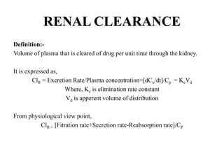 Renal clearance | PPTX