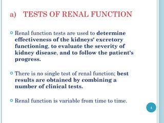 Renal Diagnostic Tests OR Investigations | PPT