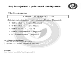 renal dose pediatrics according to their GFR | PPT