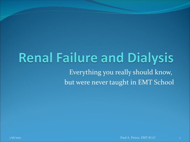 Renal failure and dialysis | PPT | Blood Disorders | Diseases and ...