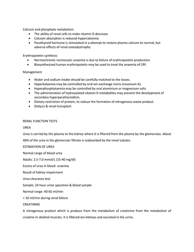 Renal function | PDF | Endocrine and Metabolic Diseases | Diseases and Conditions