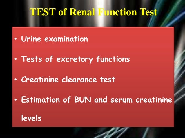 Renal function test