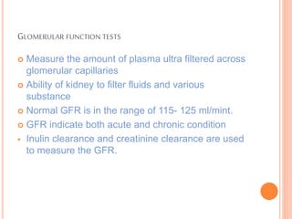 Renal function test | PPTX