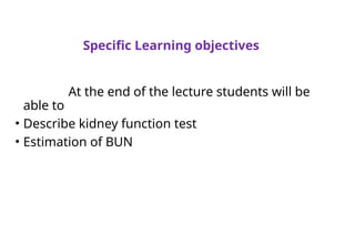 Renal Function Test_Nursing.pptx. Kidney Function Test | PPTX