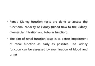 Renal Function Test_Nursing.pptx. Kidney Function Test | PPTX | Blood ...