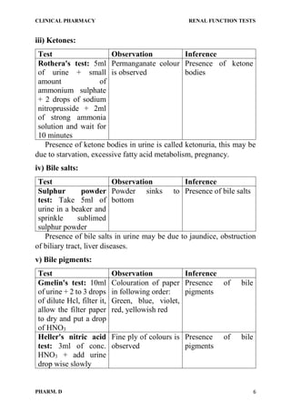 Renal function tests | PDF