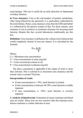 Renal function tests | PDF