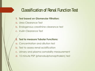 Interpretation of Renal Function Tests UG | PDF