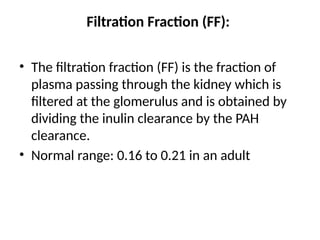 Renal function tests- IN HEALTH AND DISEASES. | PPT