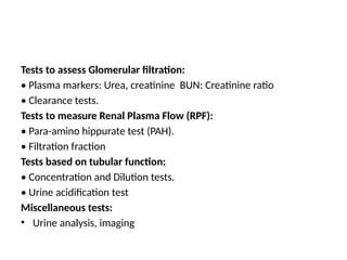 Renal function tests- IN HEALTH AND DISEASES. | PPT