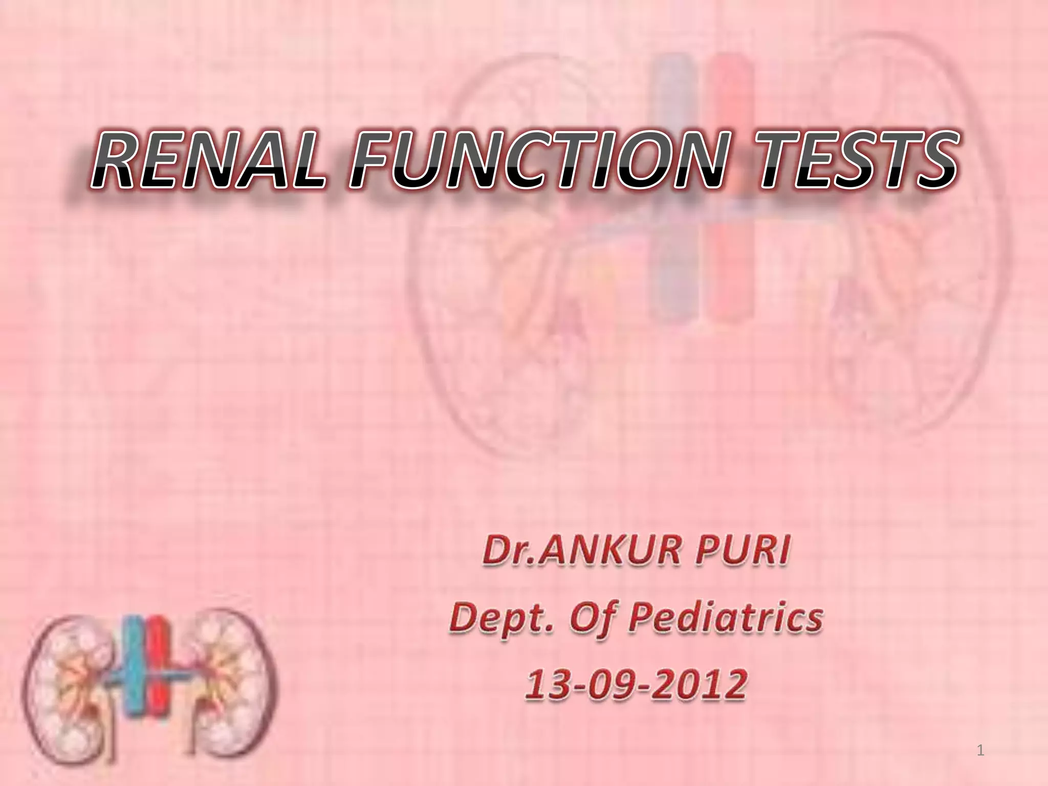 Renal Function Tests by Dr.Ankur Puri | PPTX