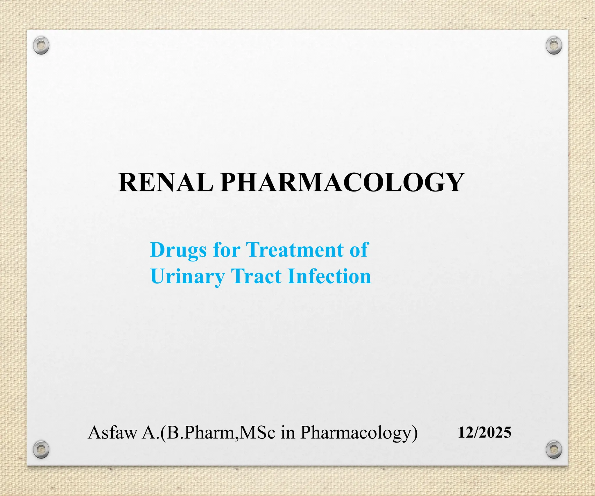 Renal ppt for pcII. Pharmacology from katzung | PPTX