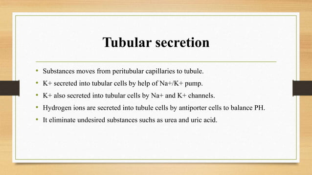Tubular secretion and tubular reabsorption | PPTX