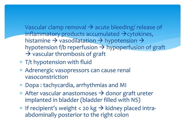 Renal transplant: anaesthetic implications & considerations | PPTX