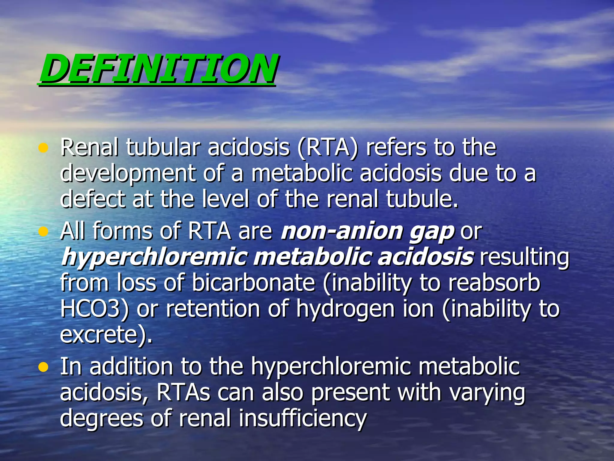 Renal Tubular Acidosis | PPT