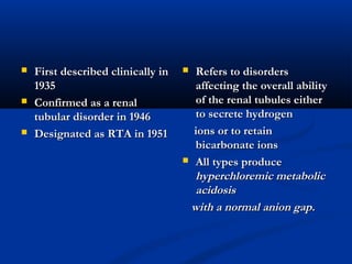 Renal tubular acidosis | PPT
