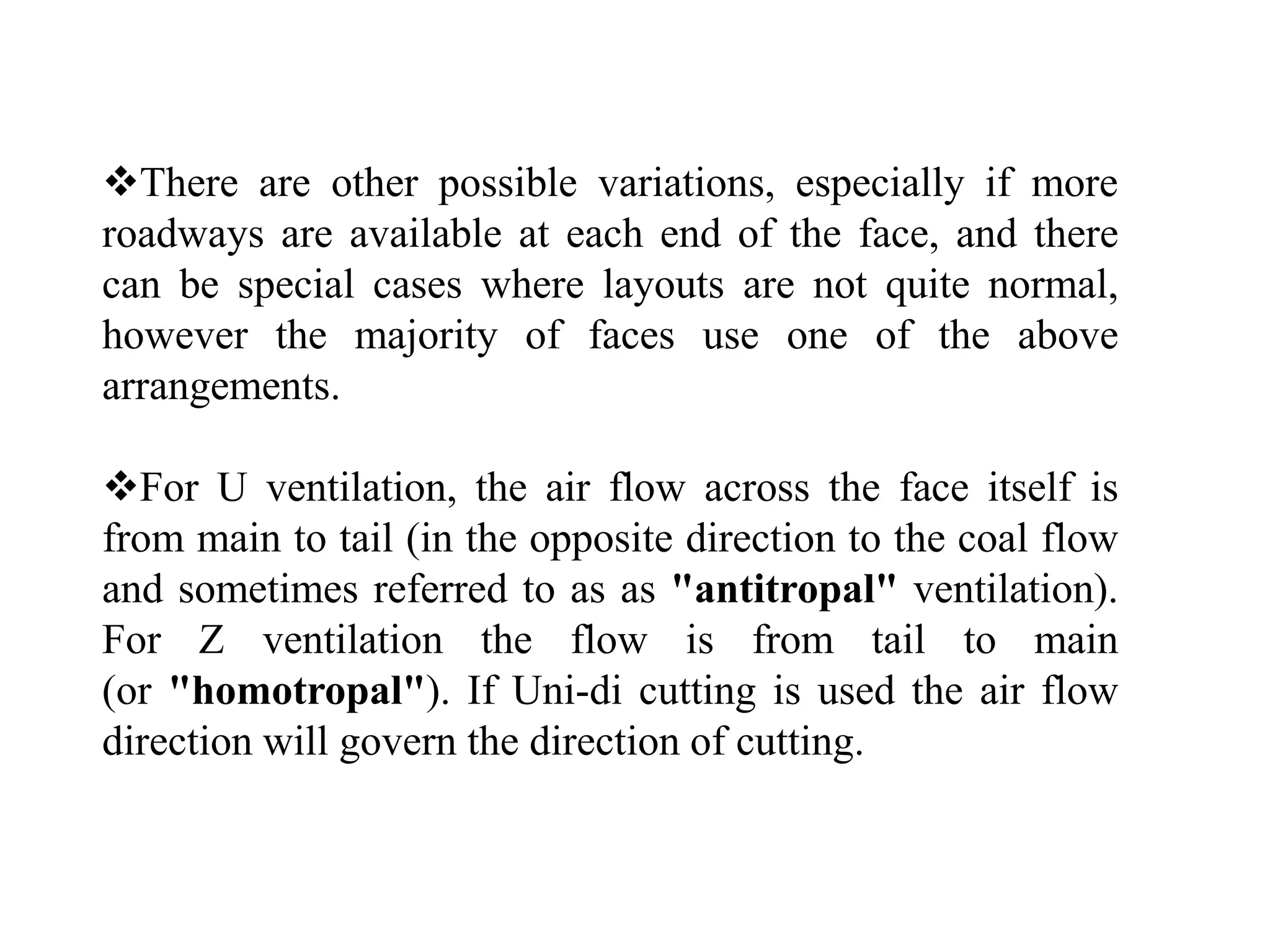 TYPES OF VENTILATION SYSTEMS IN MINES - CENTRAL BOUNDARY U W Z | PPTX
